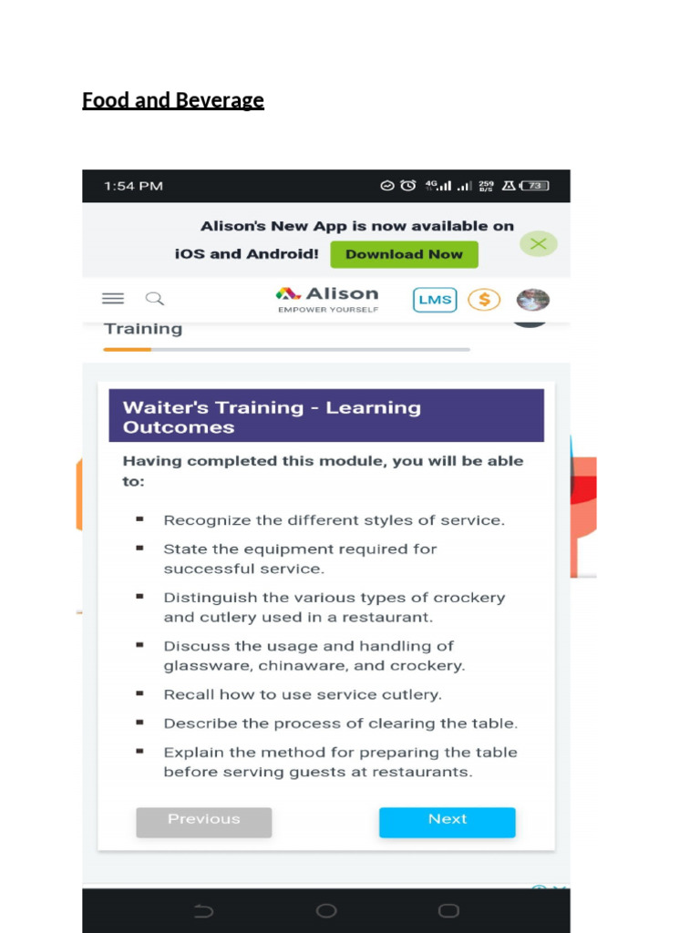 F and B Basic LV 1 | PDF