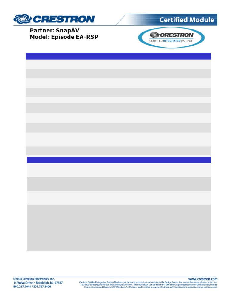 Episode EA RSP - Documentation v1.1 | PDF | Computer Hardware | Computer Science