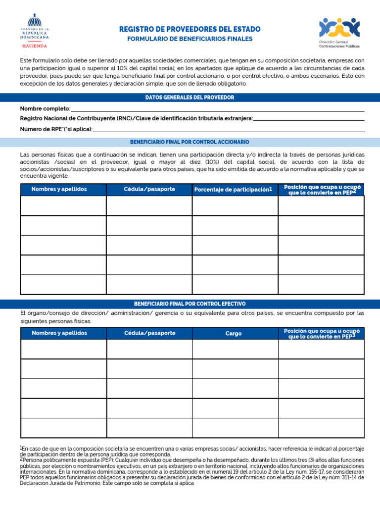 Formulario Beneficiario Simple Final | PDF | Gobierno