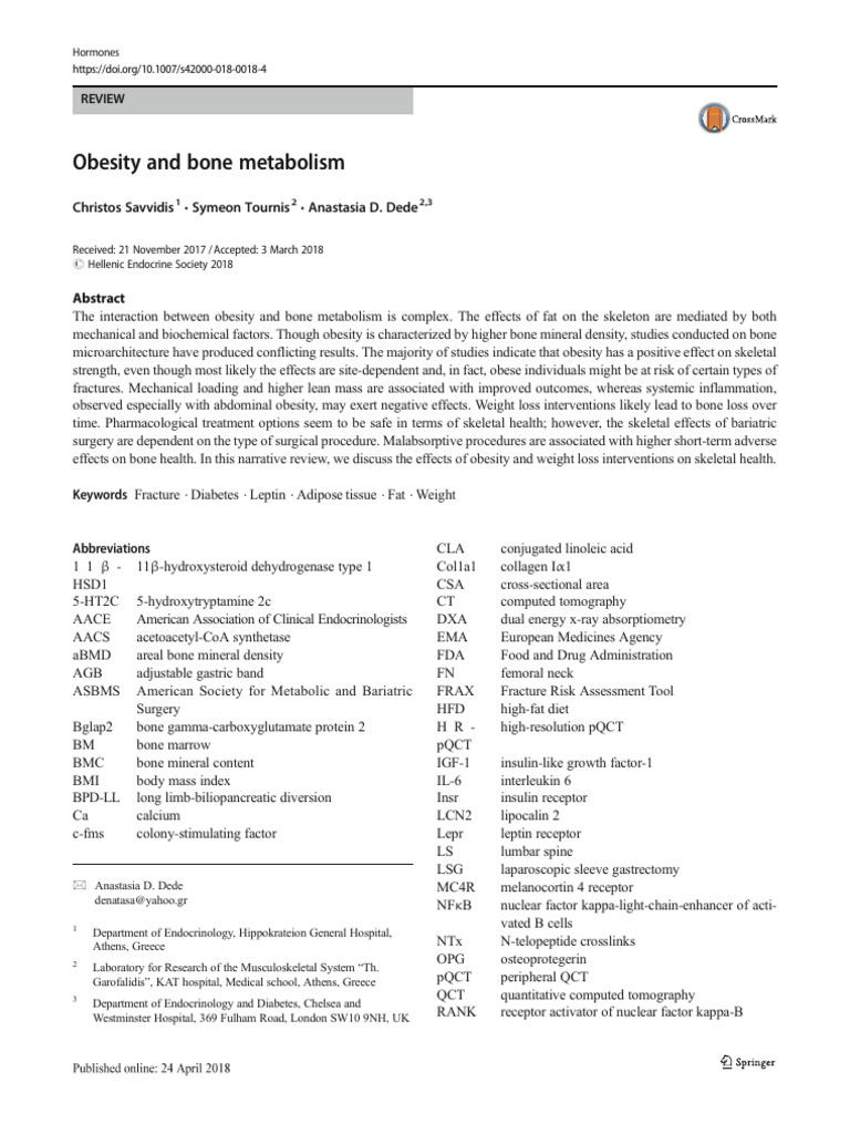 Obesity and Bone Metabolism | PDF | Leptin | Bone