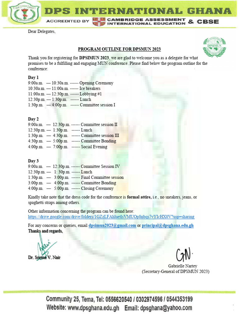 DPSIMUN 2023 Schedule and Resources | PDF