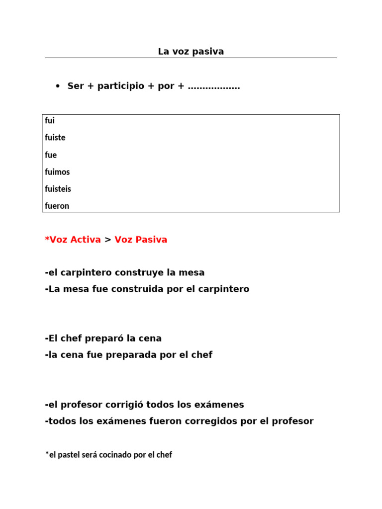 Uso de la voz pasiva en español | PDF