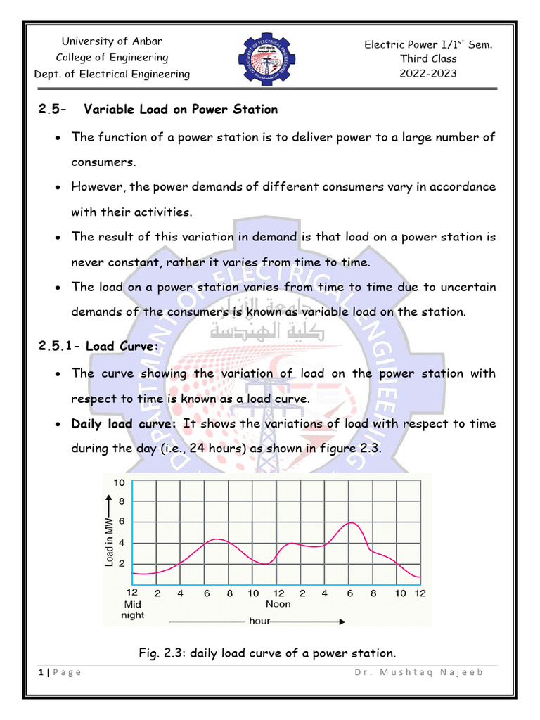 Lec. 3 - Elec. Power I - Variable Load On Power Station | PDF | Power ...