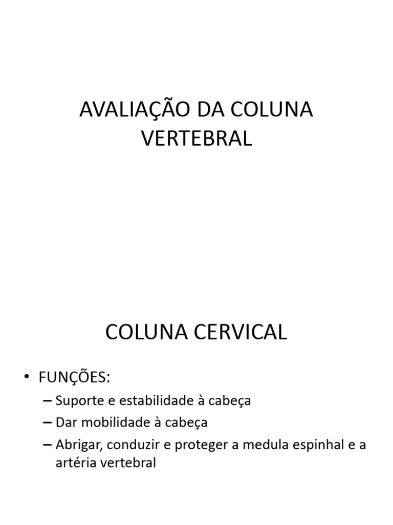 Avaliação da Coluna Vertebral: Métodos e Testes | PDF | Coluna ...