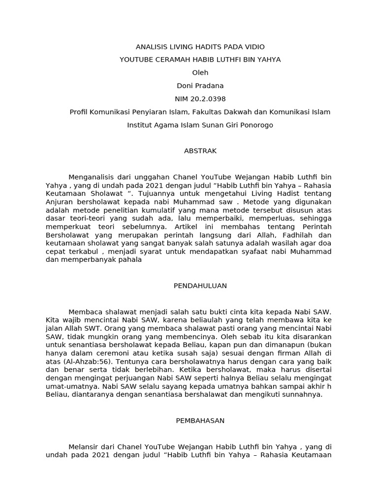 Artikel Living Hadist | PDF