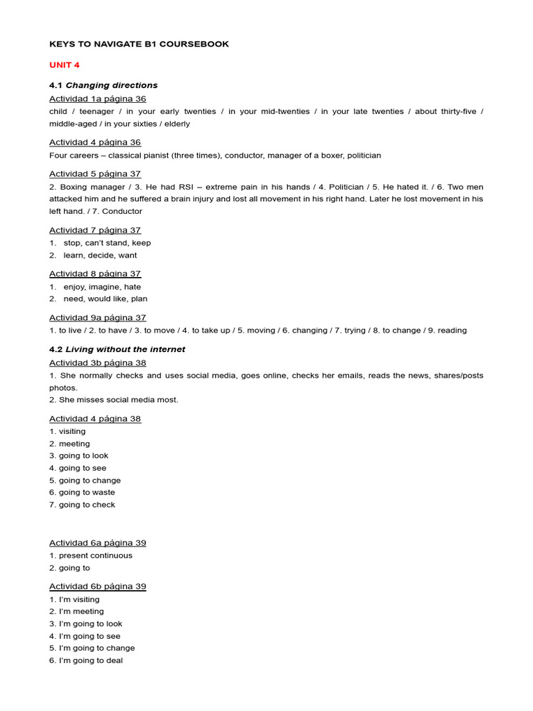 KEYS TO NAVIGATE B1 COURSEBOOK - UNIT 4 - 3p | PDF