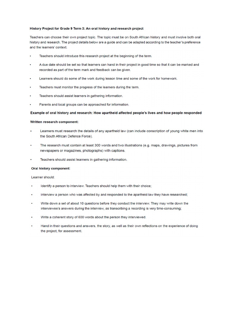 Grade 9 Project Info | PDF