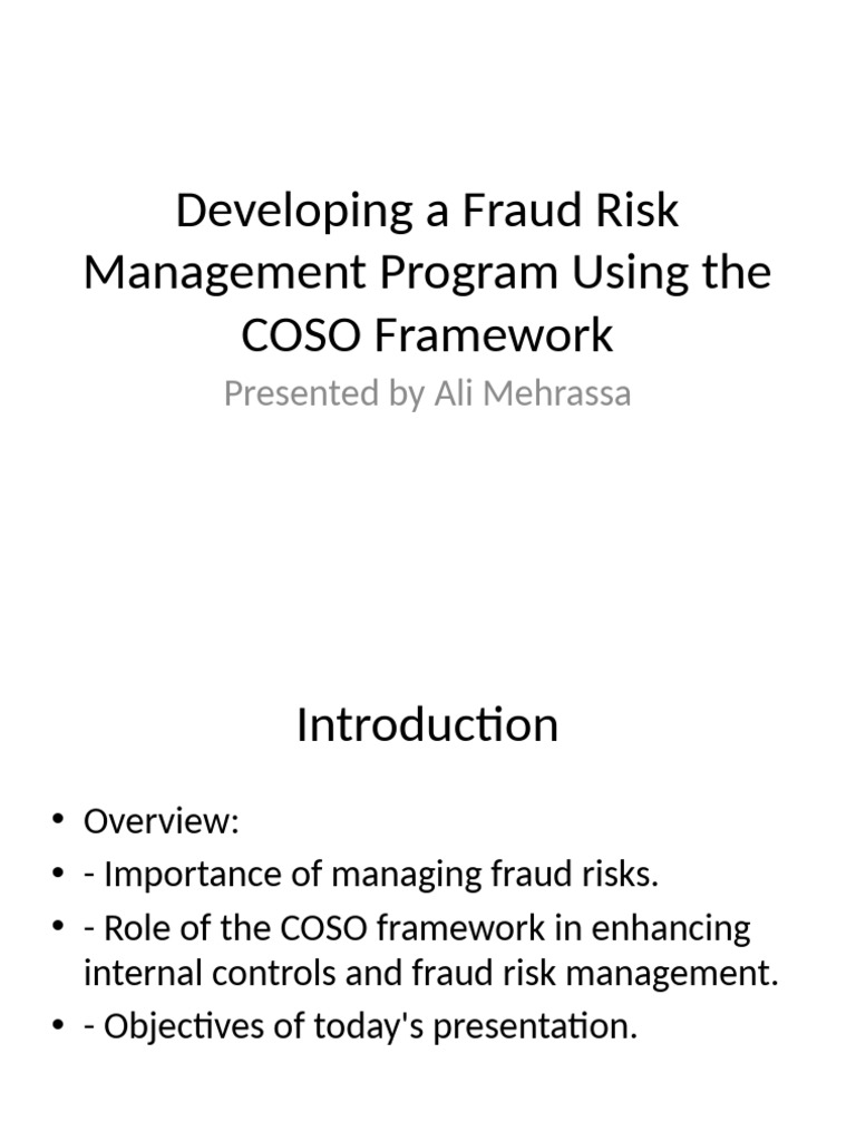 ACCT 460 Assignment 1 - Fraud Risk Management Program Presentation ...