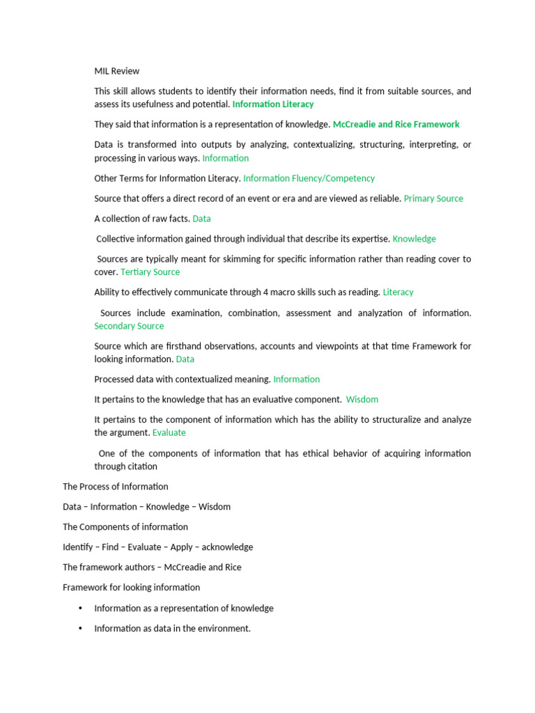 MIL Reviewer Semis-1 | PDF