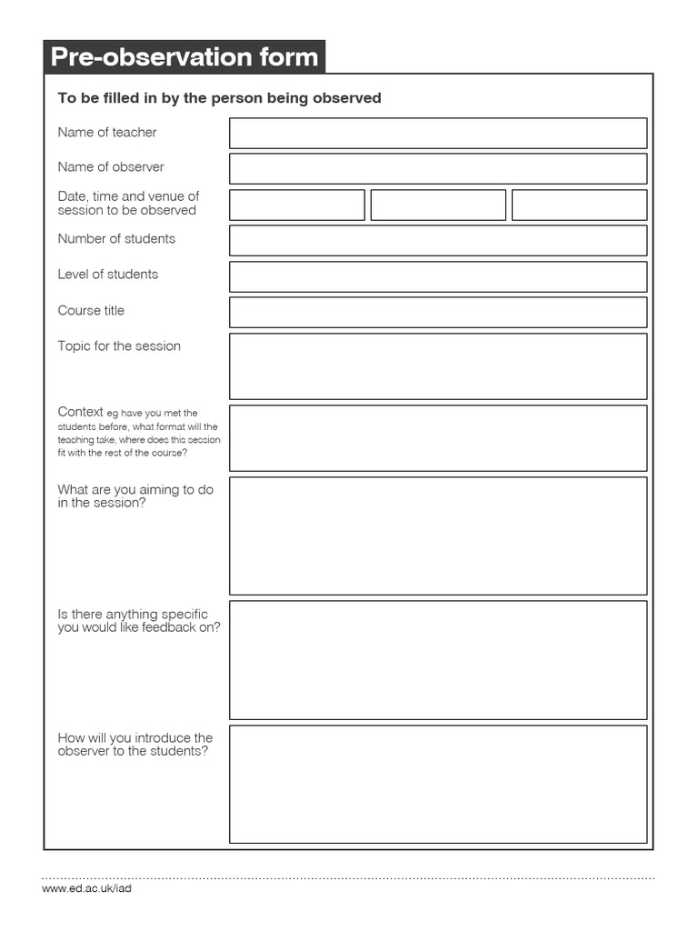 Pre-Observation Form | PDF