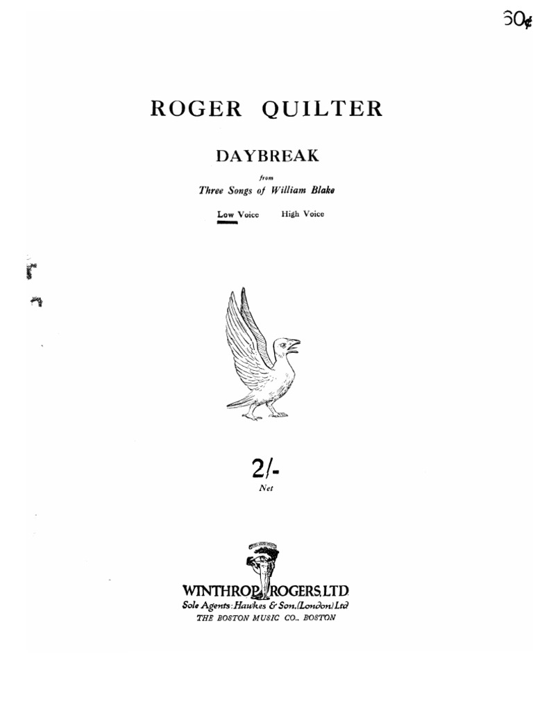 Daybreak - SPARTITO Low Voice R. Quilter | PDF
