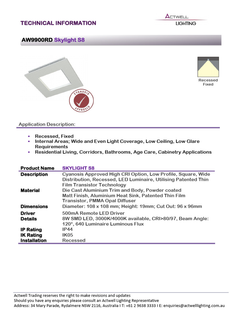AW9900RD SKYLIGHT S8 | PDF | Lighting | Building Engineering
