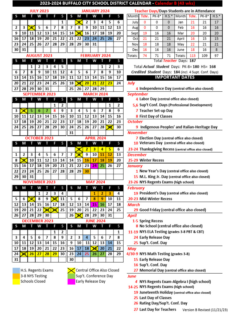 English BPS Calendar 2023-2024 Revised December 2023 | PDF | Schools