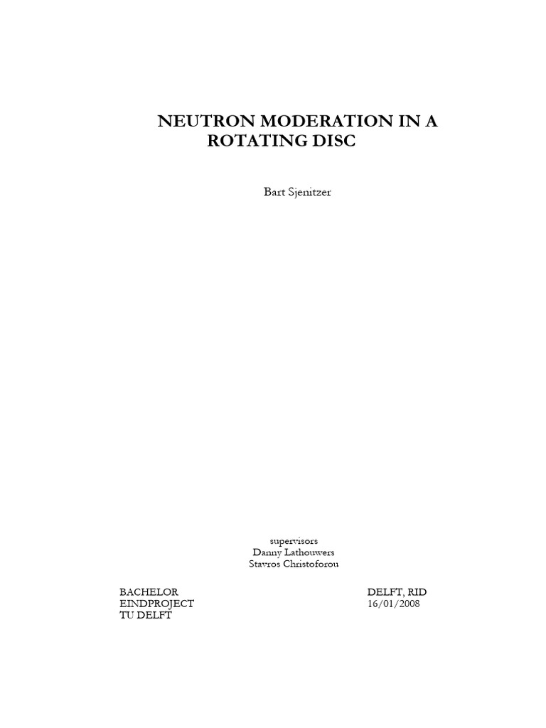 BSC Bart Sjenitzer | PDF | Cross Section (Physics) | Neutron