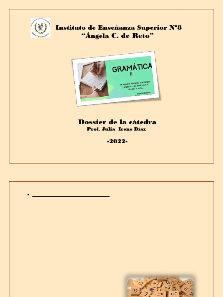 Gramática II - Dossier - (Parte 1a) Profesora Julia Díaz | PDF | Oración (Lingüística) | Sintaxis