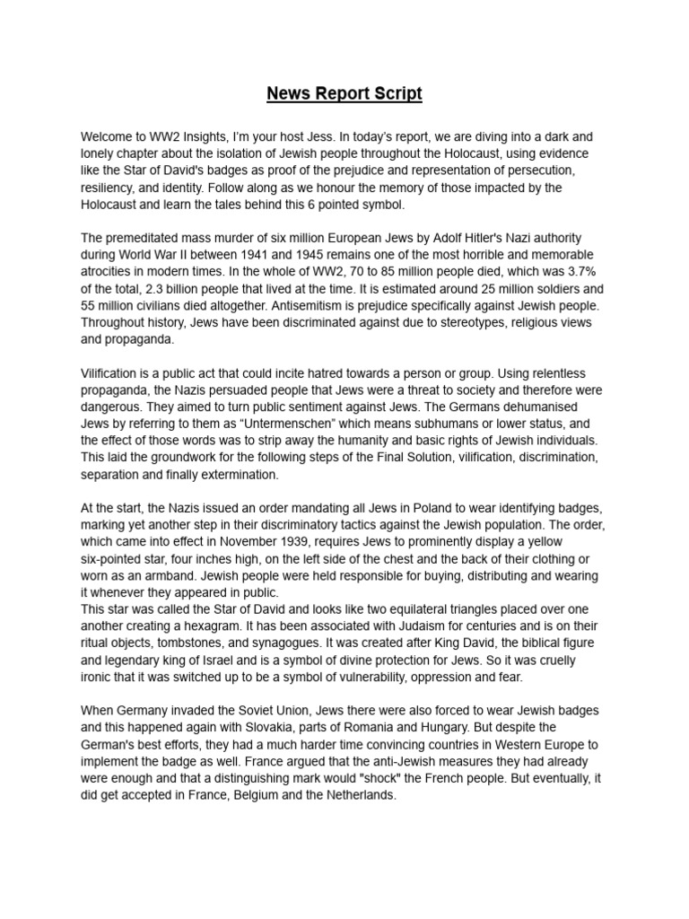 History Assignment Speech Multimodel Presentation WW2 | PDF | Jews ...