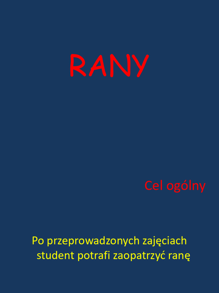 Rany - Pierwsza Pomoc | PDF