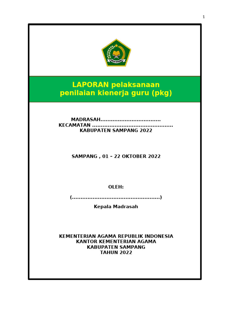 Format Laporan PKG Oleh Kamad | PDF | Karier & Perkembangan