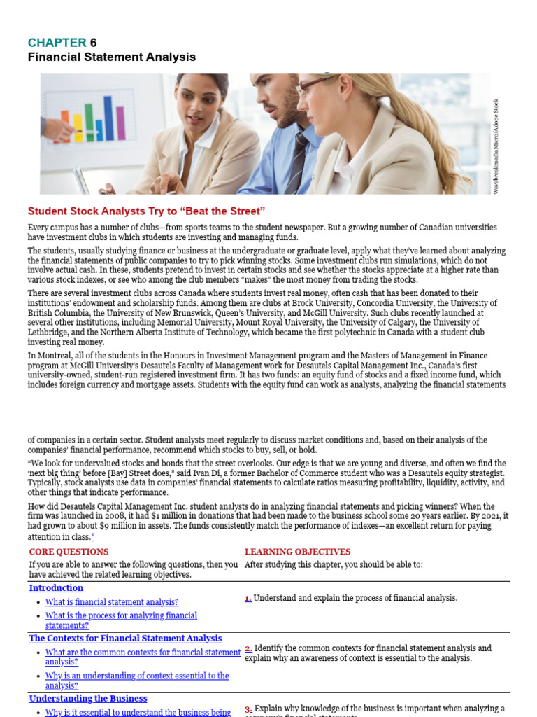 CHAPTER 6 Financial Statement Analysis | PDF | Audit | Auditor's Report