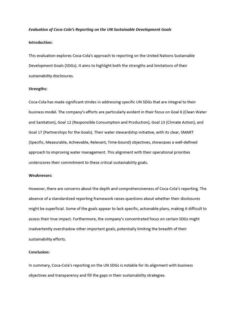 Evaluation of Coca Report JD | PDF | Business