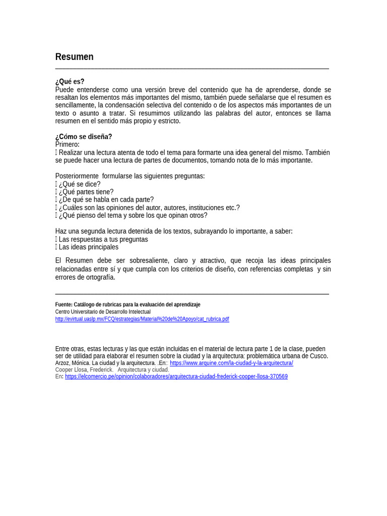 Pautas para Elaborar El Resumen. | PDF