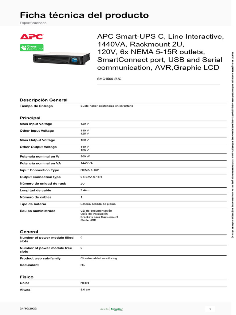 Smart UPS - SMC1500 2UC | PDF | Metrología | Cantidad