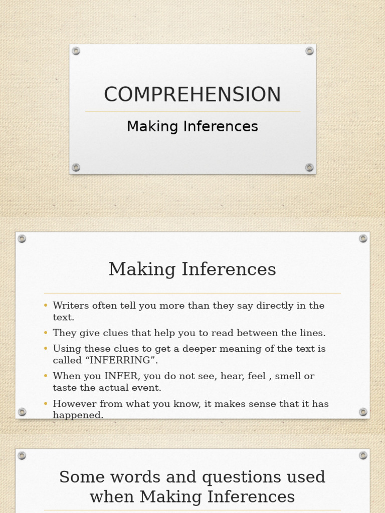 COMPREHENSION - Inference | PDF