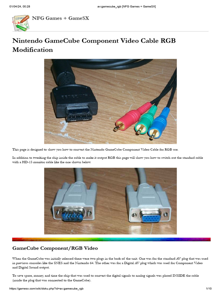 Av - Gamecube - RGB (NFG Games + GameSX) | PDF | Wire | Electronics