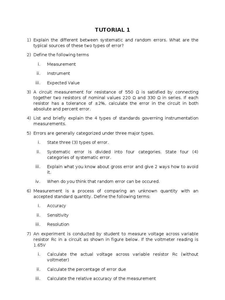 Tutorial 1 Pdf Observational Error Accuracy And Precision