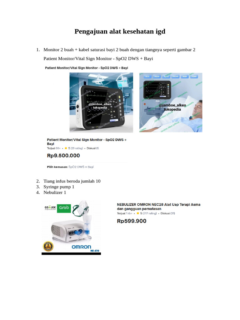 Pengajuan Alat Kesehatan Igd | PDF