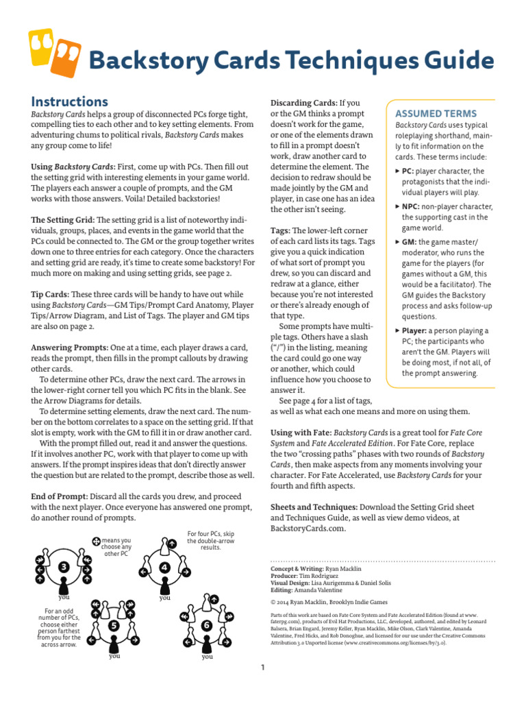 Backstory Cards Technique | PDF | Role Playing Games | Tabletop Games