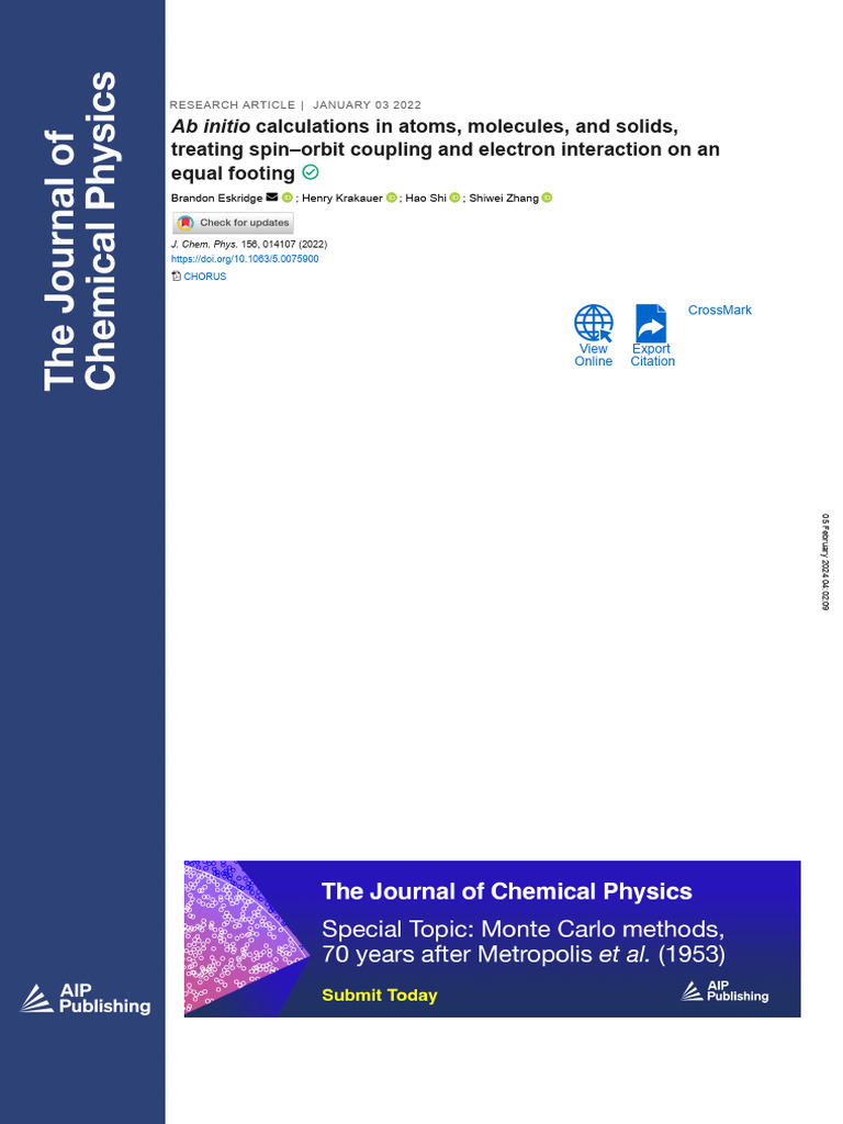 Ab Initio Calculations In Atoms Molecules And Solids Treating Spin