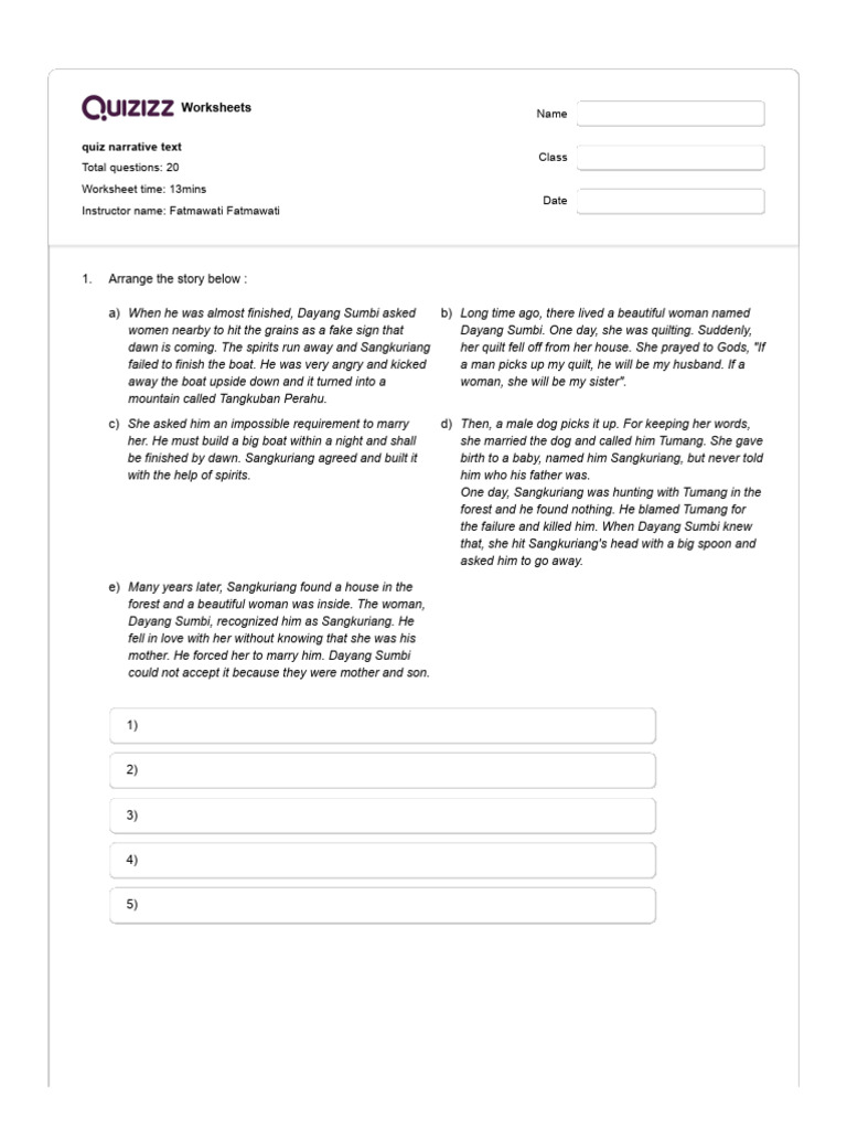 quiz narrative text _ Quizizz | PDF | Fairy Tales | Snow White