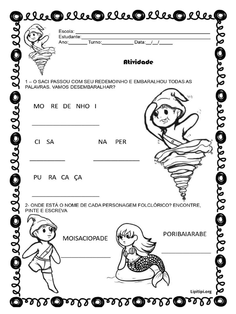 atividade-alfabetização-folclore-lipitipi | PDF