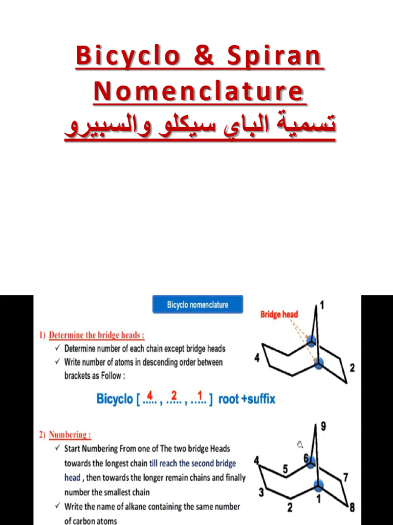 Bicyclo & Spiran Nomenclature تسمية الباي سيكلو والسبيرو | PDF