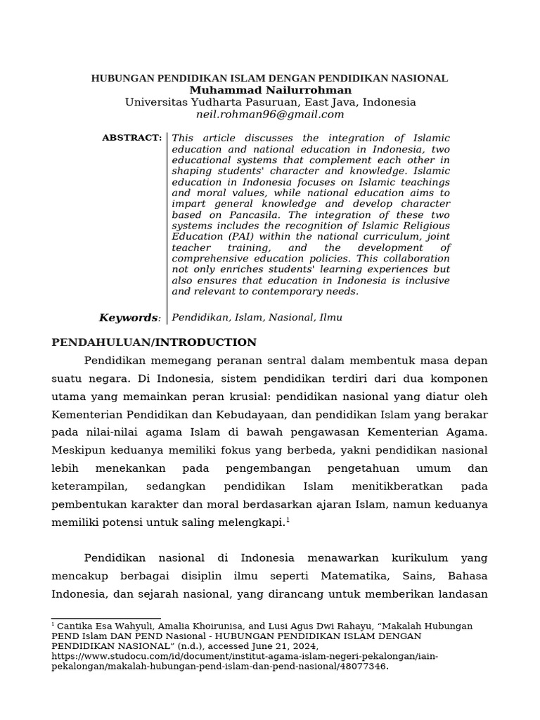 Ilmu Pendidikan Islam - Hubungan Pendidikan Islam Dengan Pendidikan ...