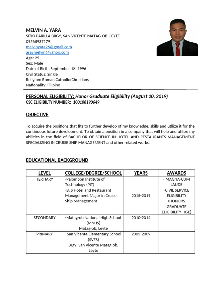 Melvin Yara Resume | PDF