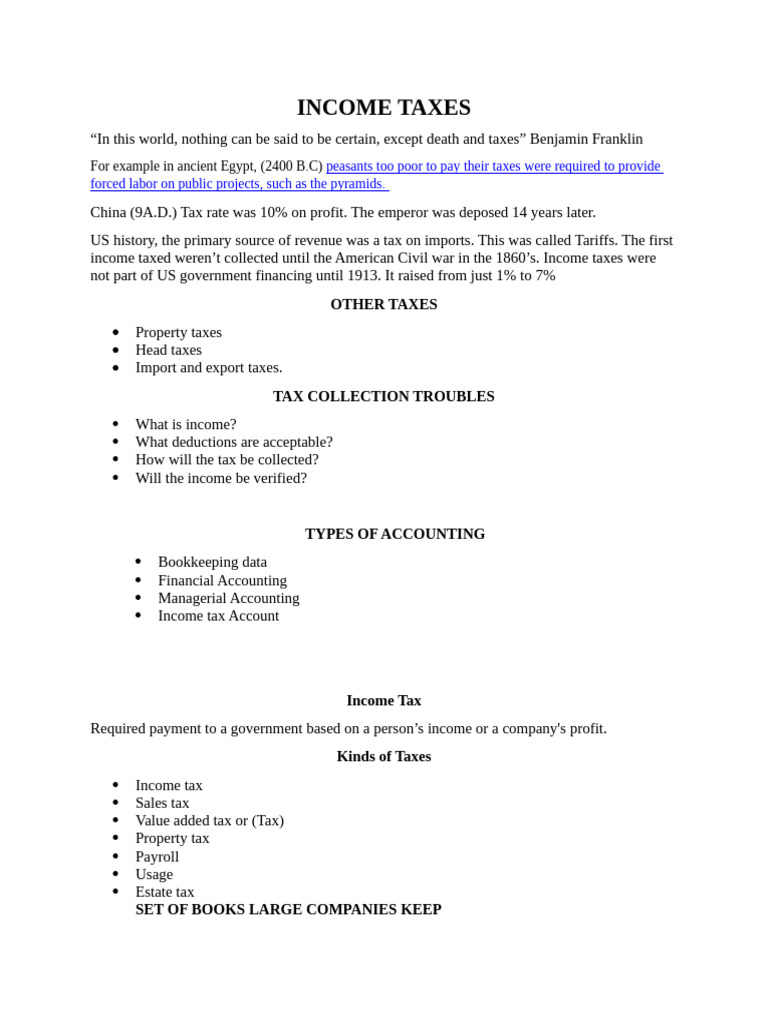 INCOME TAXES | PDF | Taxes | Tax Deduction