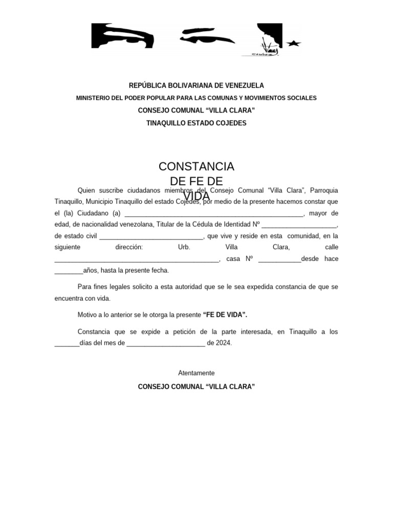Carta de Fe de Vida | PDF | Documento de identidad | Gobierno