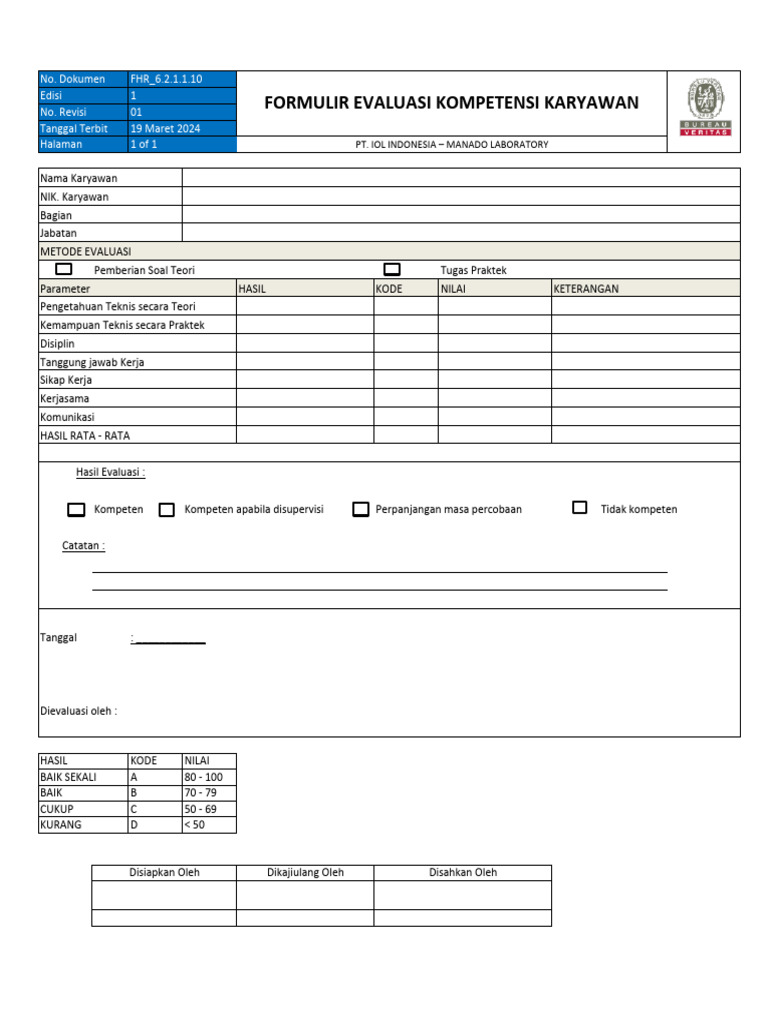 Form Evaluasi Kompetensi Karyawan | PDF | Bisnis | Komputer