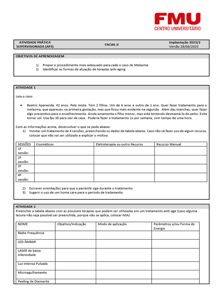 CST Estética - Facial Ii - Aps | PDF
