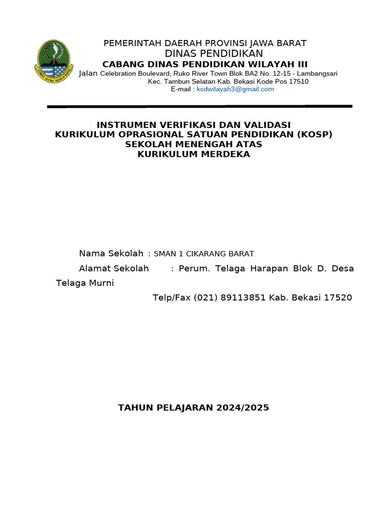 Instrumen Verivikasi Kosp 2024 | PDF