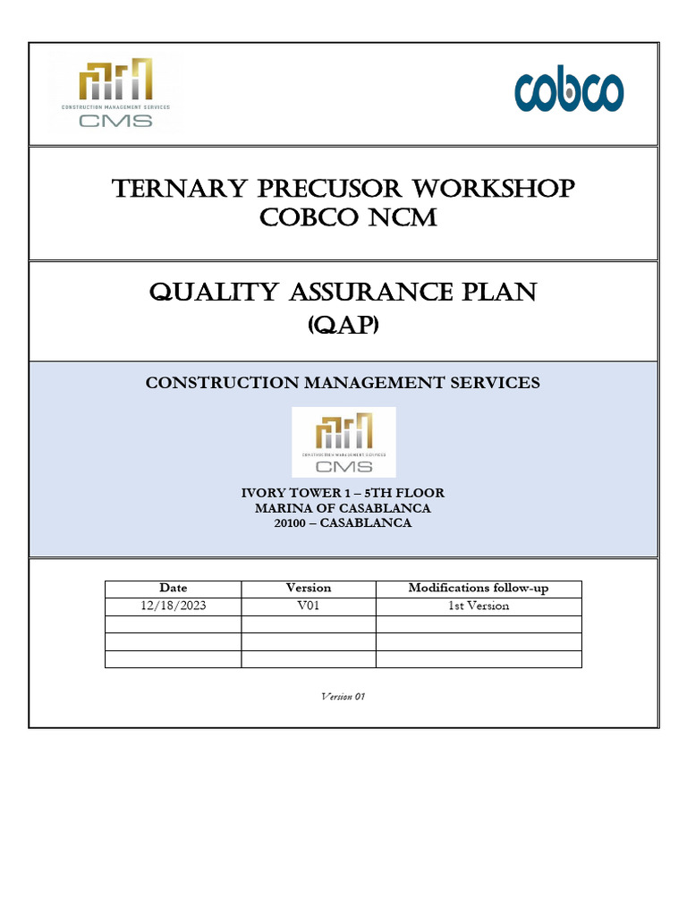COBCO EN001-Quality Assurance Plan QAP | PDF | Quality Assurance ...