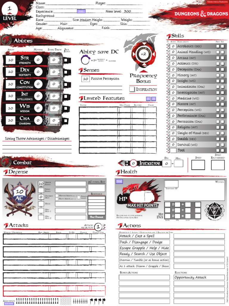 Character Sheet-Generator v7.35 (Letter) | PDF | Dungeons & Dragons | Role Playing Games