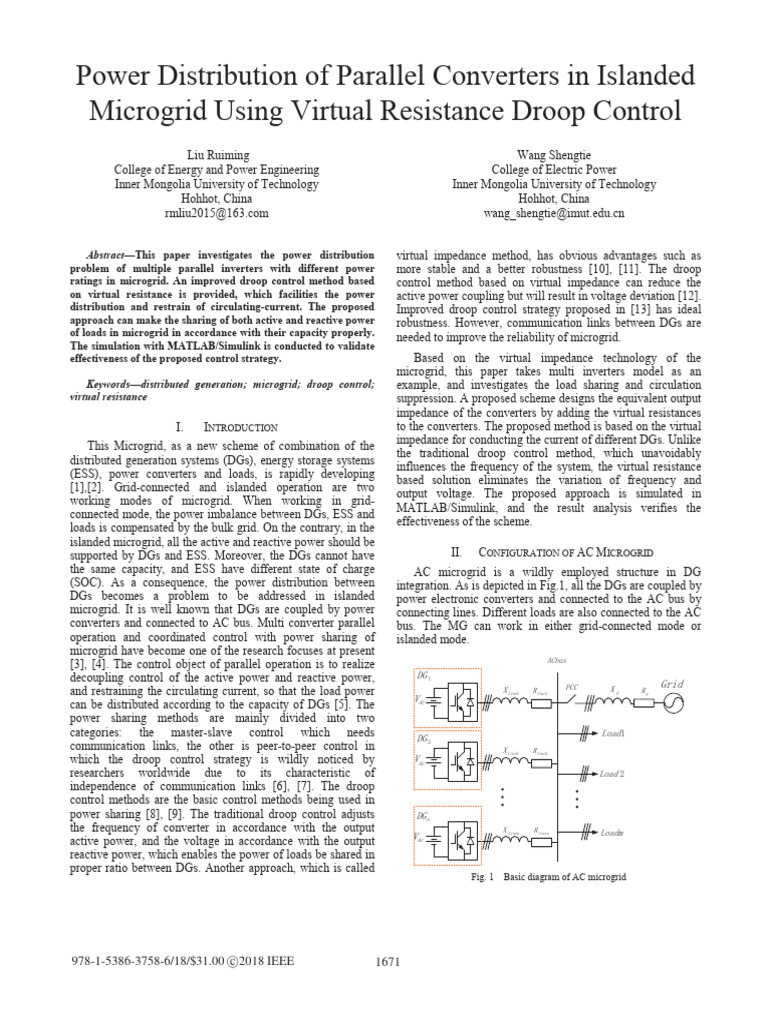 Power Distribution of Parallel Converters in Islanded Microgrid Using Virtual Resistance Droop ...