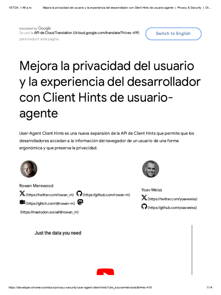 Mejora La Privacidad Del Usuario y La Experiencia Del Desarrollador Con Client Hints de Usuario ...