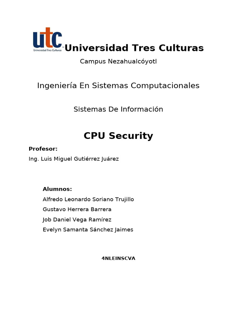 Proyecto CPU Security | PDF | Software | Ciencias de la Computación