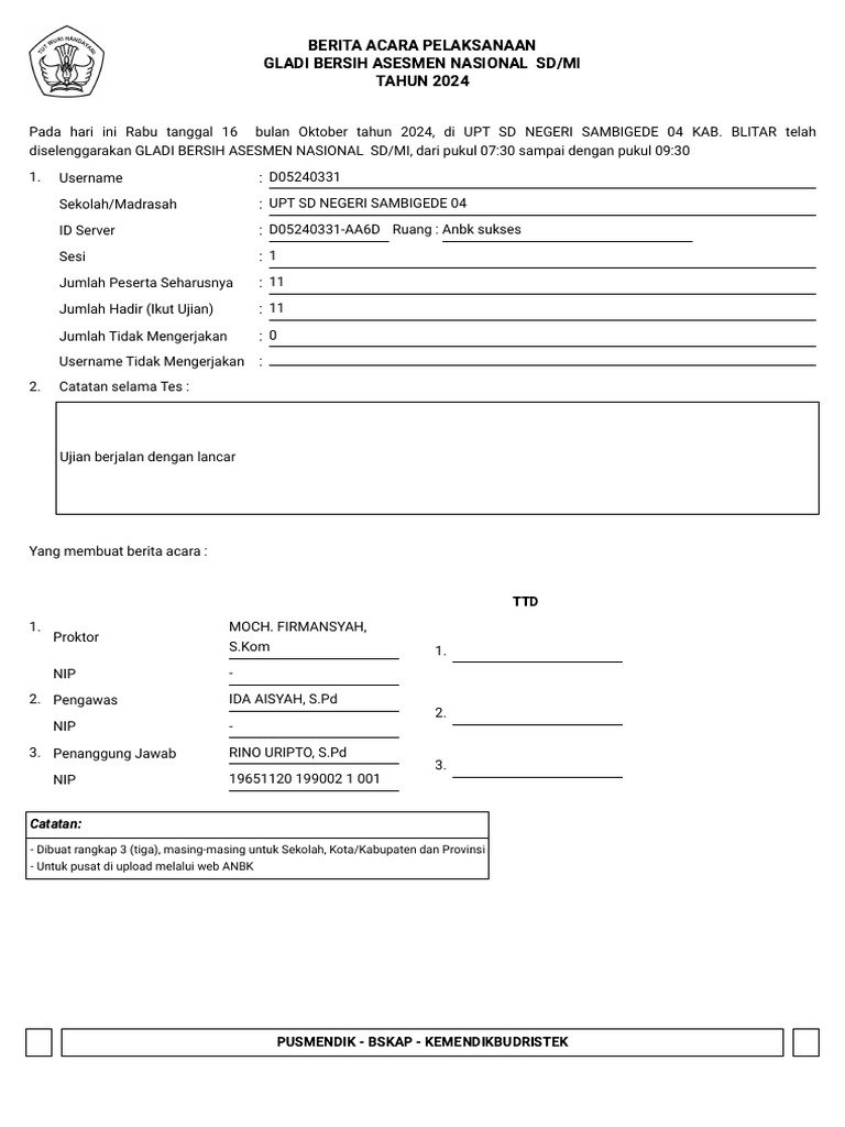 berita acara literasi sesi 1 | PDF