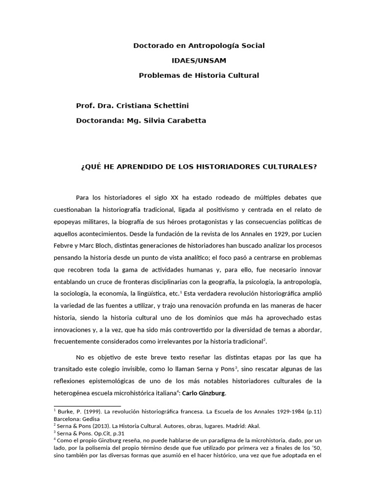 Problemas de Historia Cultural - Carabetta | PDF | Verdad | Historiografía