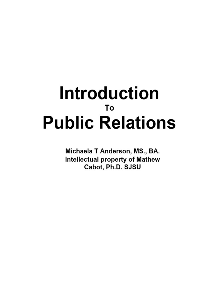 Introduction to Public Relations Overview | PDF | Public Relations ...
